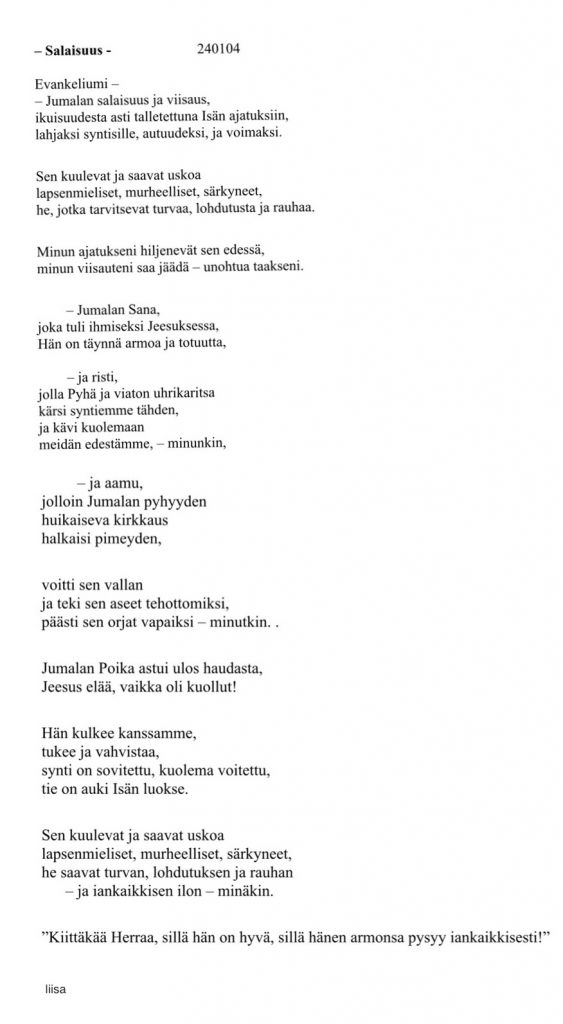 Salaisuus – ARMO KANTAA